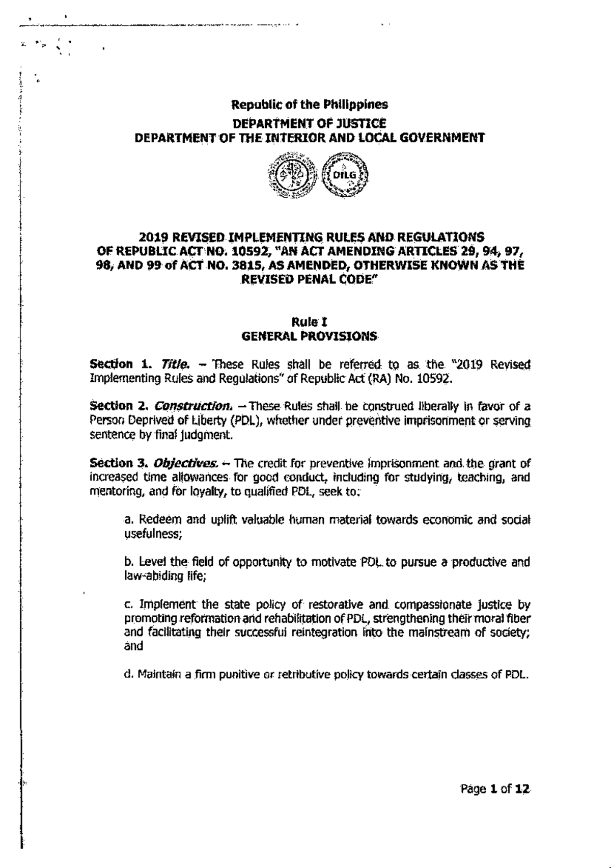FOI request Copy of IRR on RA10592 GCTA - Law - Studocu