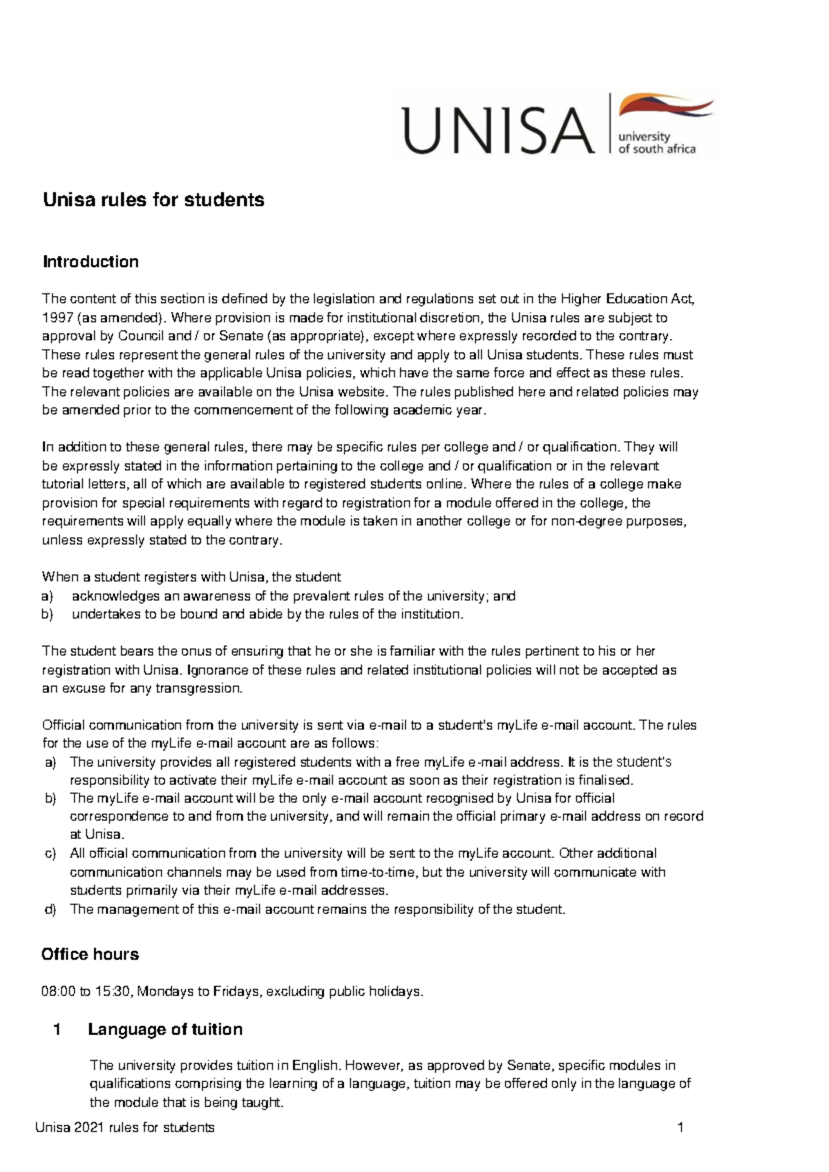 Unisa-rules-for-students-2021 n - Unisa rules for students Introduction ...