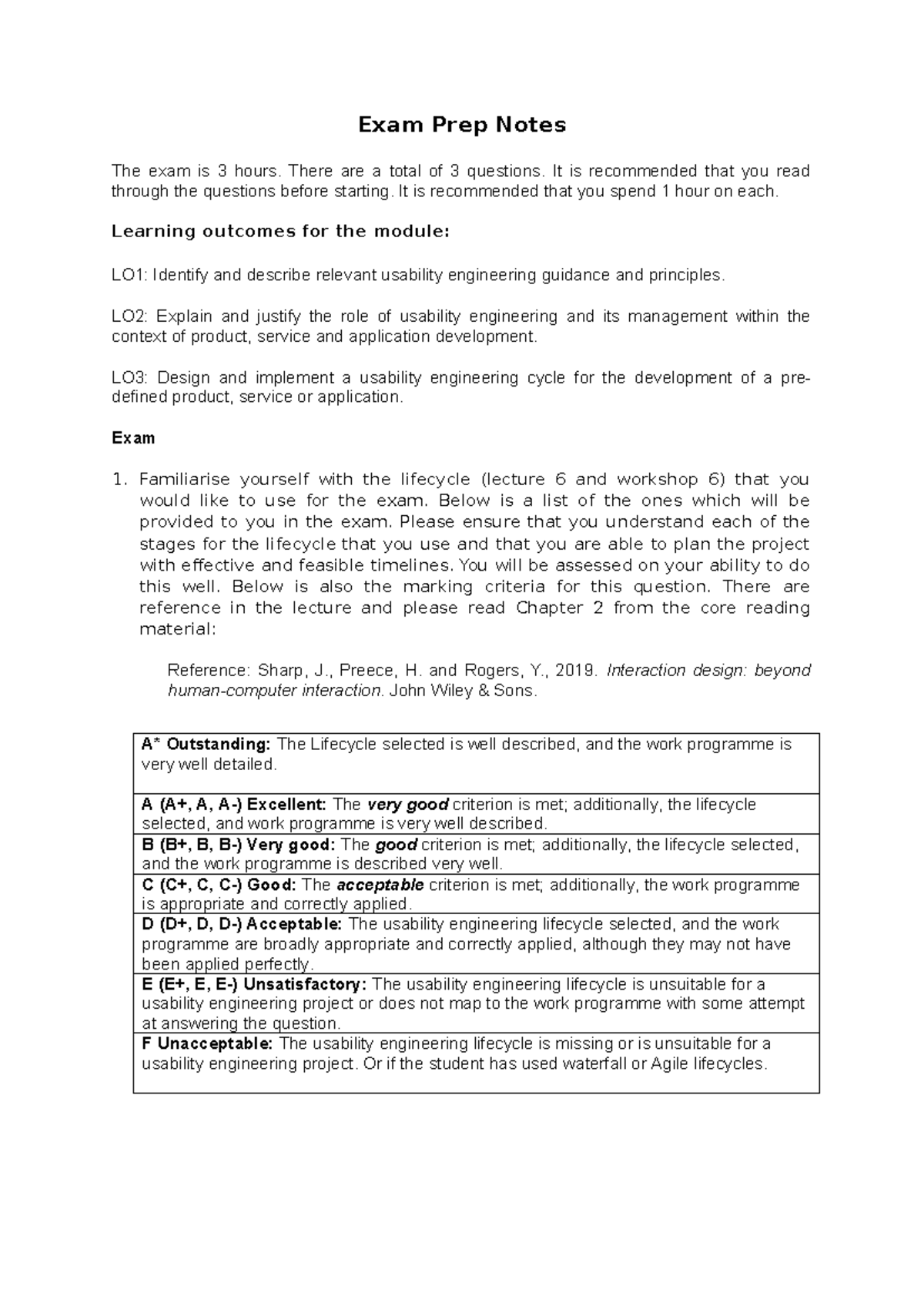 Exam Prep Notes Approved - Exam Prep Notes The exam is 3 hours. There ...