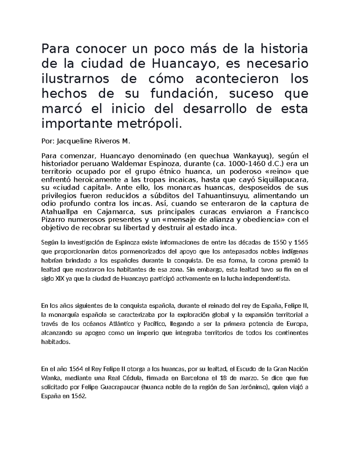 Historia DE Huancayo COMO Pueblo DE Indios - Para conocer un poco más de la historia de la ...