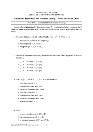 Discrete Mathematics for Computing Practice Class - Studocu