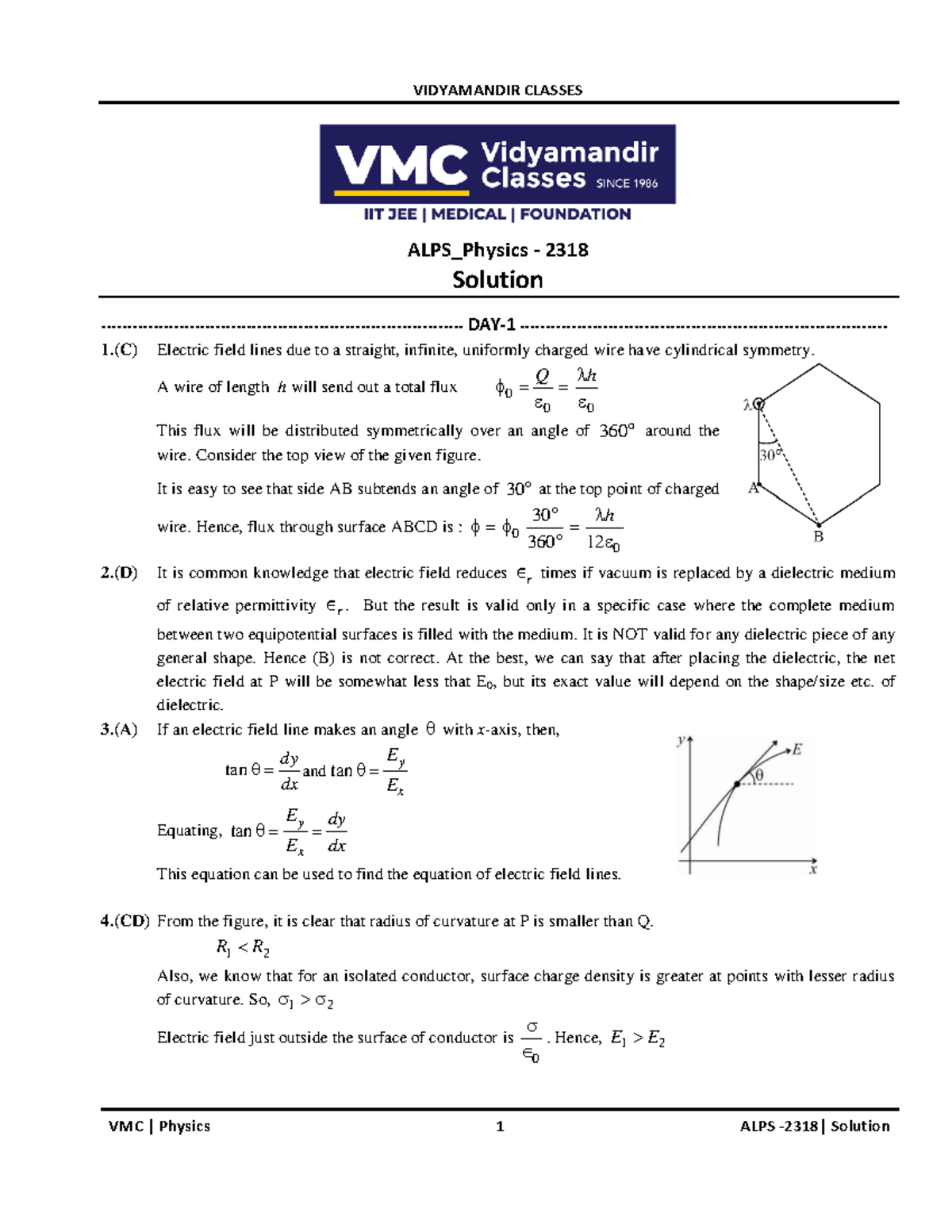ALPS 2318 Physics Assignment Solutions - ALPS_Physics - 2318 Solution ####### - DAY-1 - 1.(C ...
