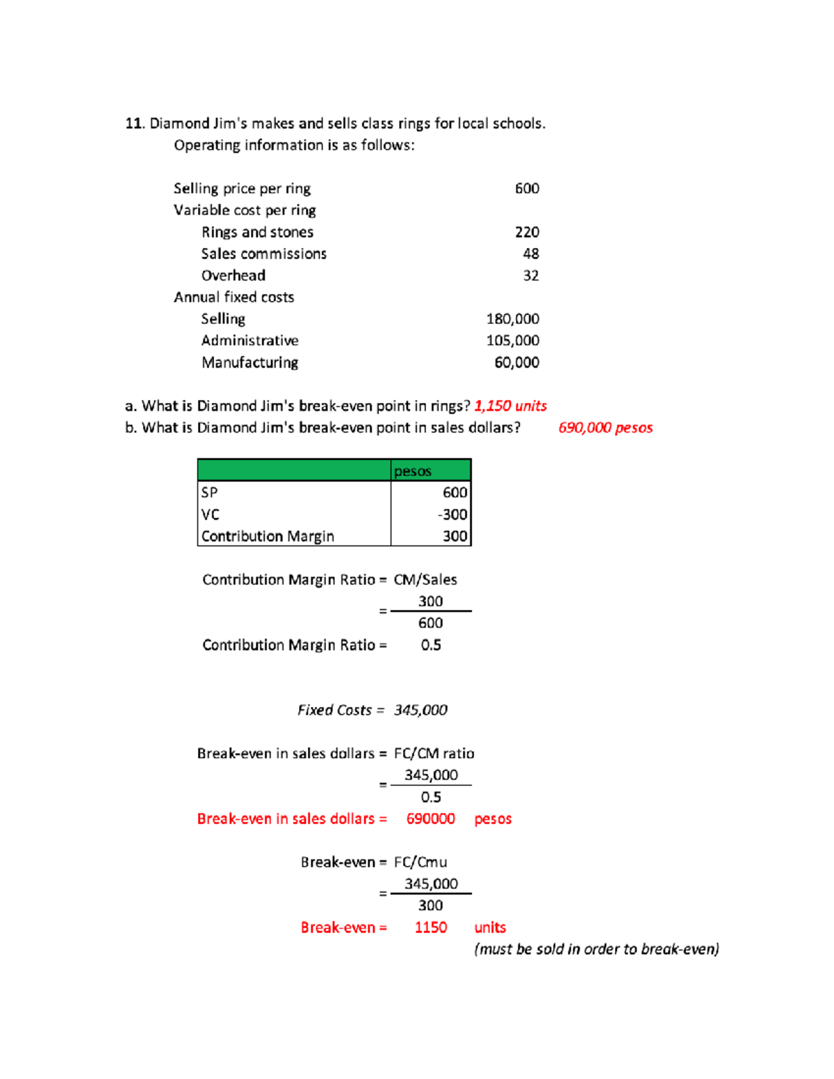 Break-even PDF - BREAK EVEN EXERCISE - BS Accountancy - Studocu