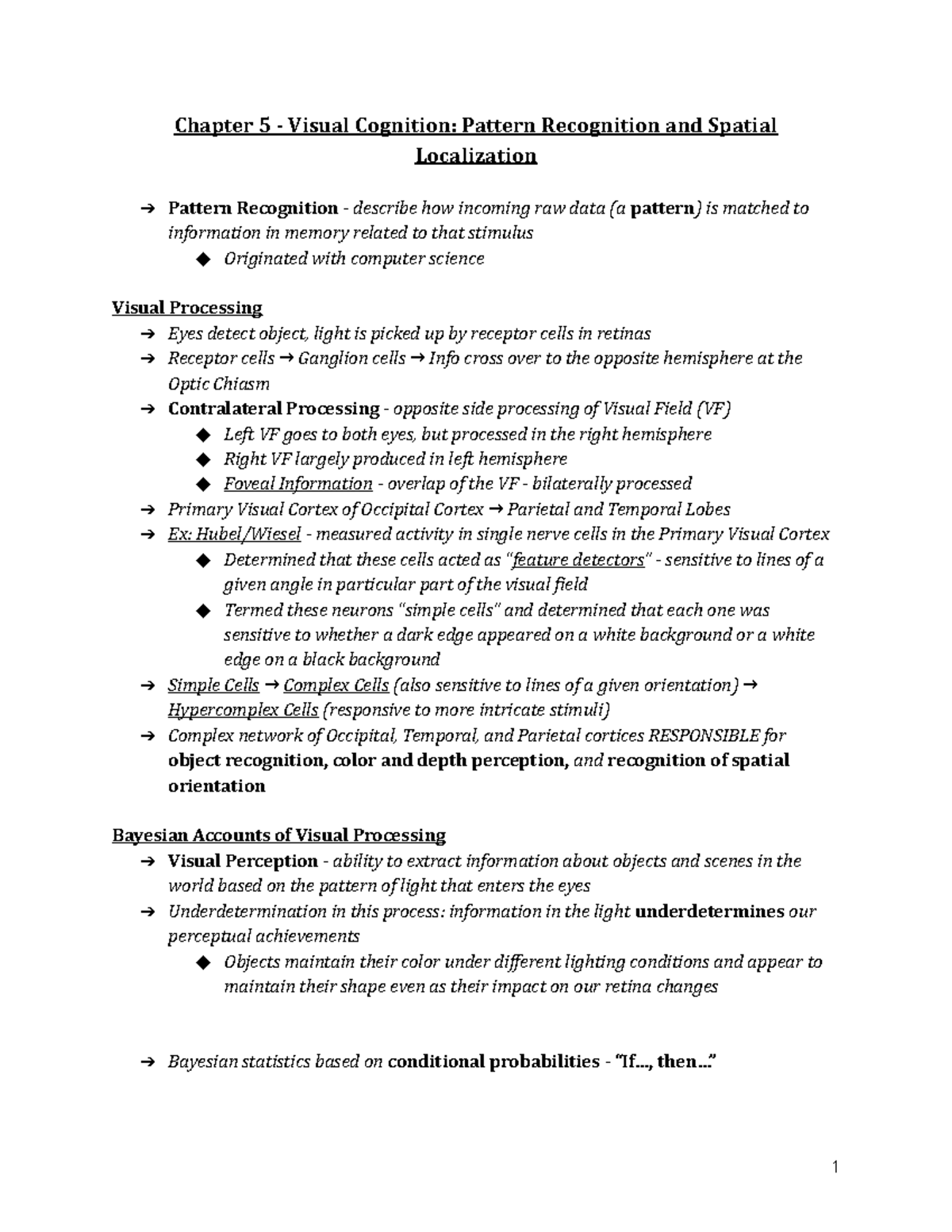 PSYC358 Cognition - Midterm 2 - Chapter 5 - Visual Cognition: Pattern Recognition and Spatial ...
