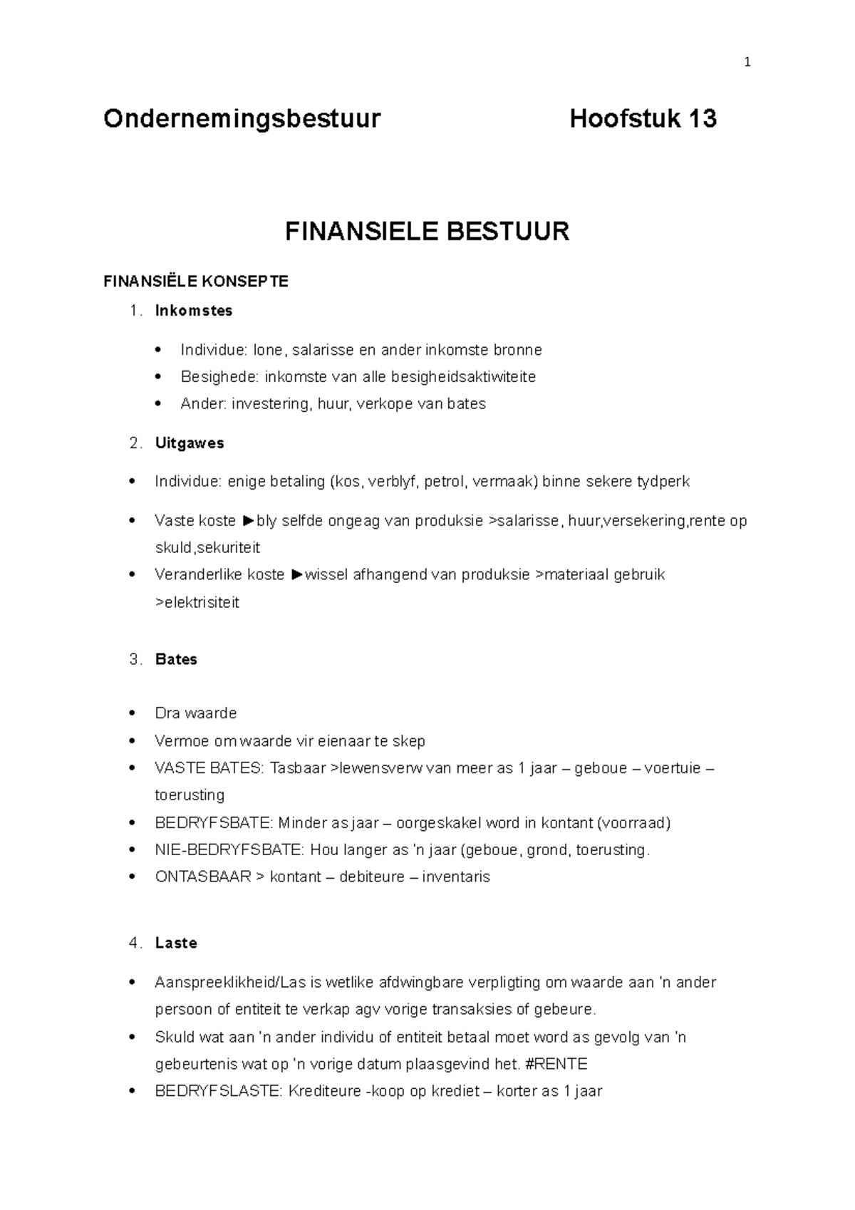 Ondernemingsbestuur Hoofstuk 13 - Inkomstes Individue: lone, salarisse ...