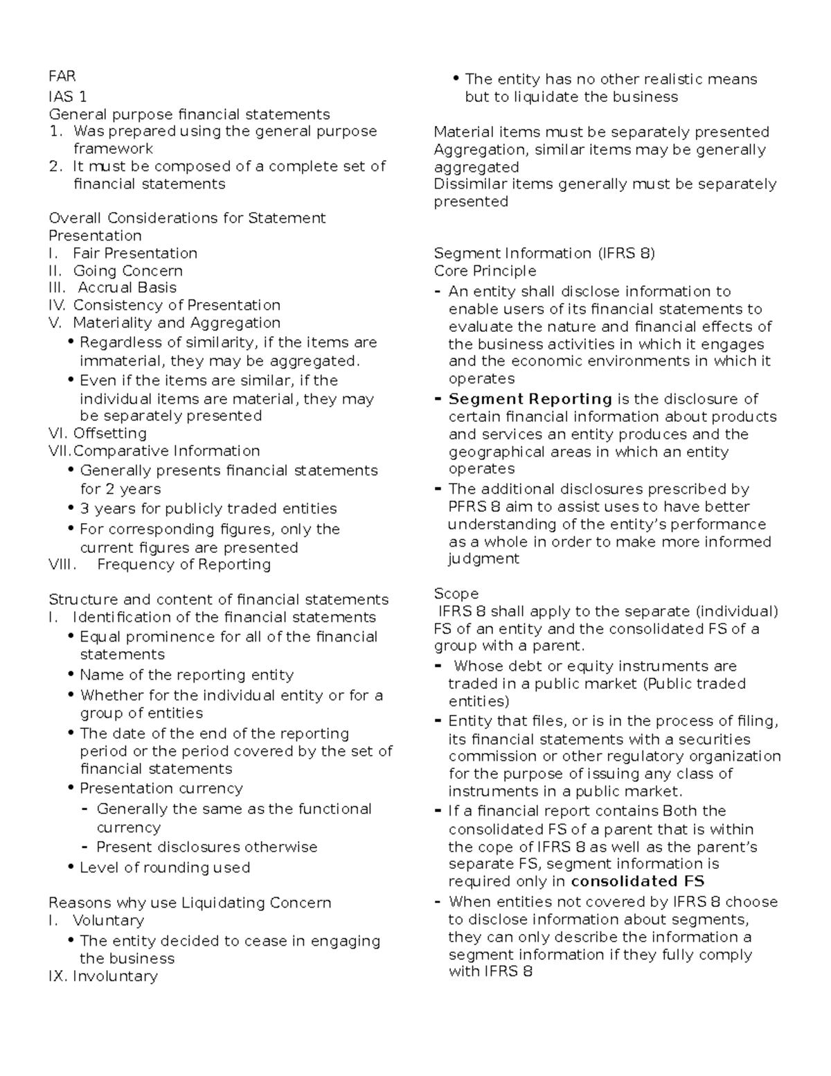 IAS 1 PT 2 - IAS 1 - Financial Accounting and Reporting - University of ...