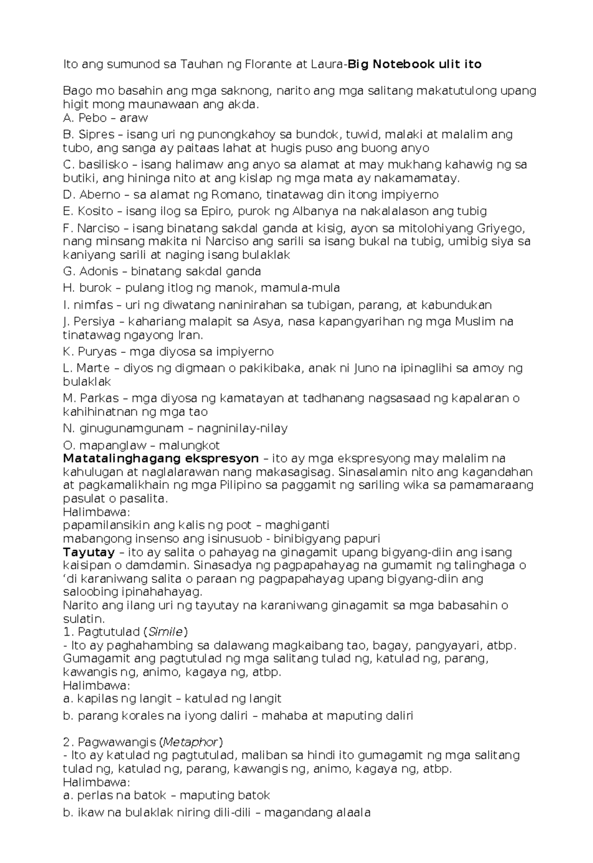 Lecture-number-2 - Ito ang sumunod sa Tauhan ng Florante at Laura-Big ...