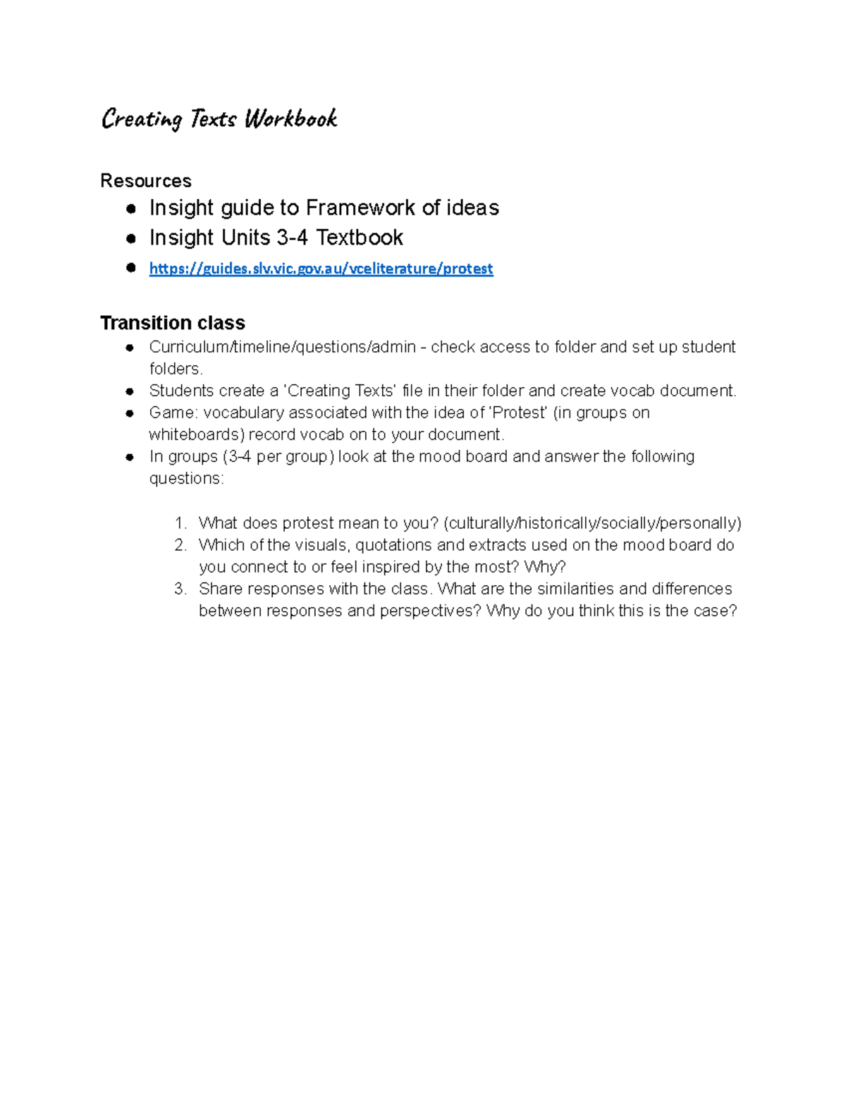 Creating Texts Workbook - Creg Tex Work Resources Insight guide to ...