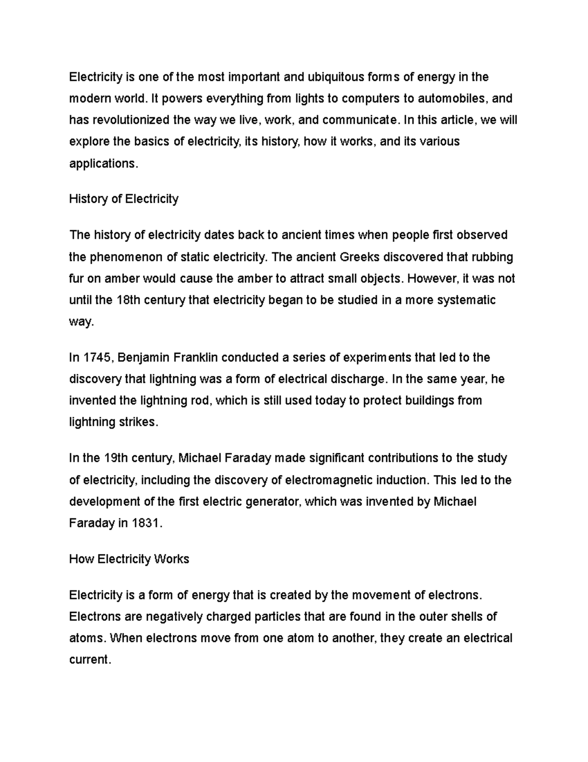 Studoc-3 - Class notes - Electricity is one of the most important and ...