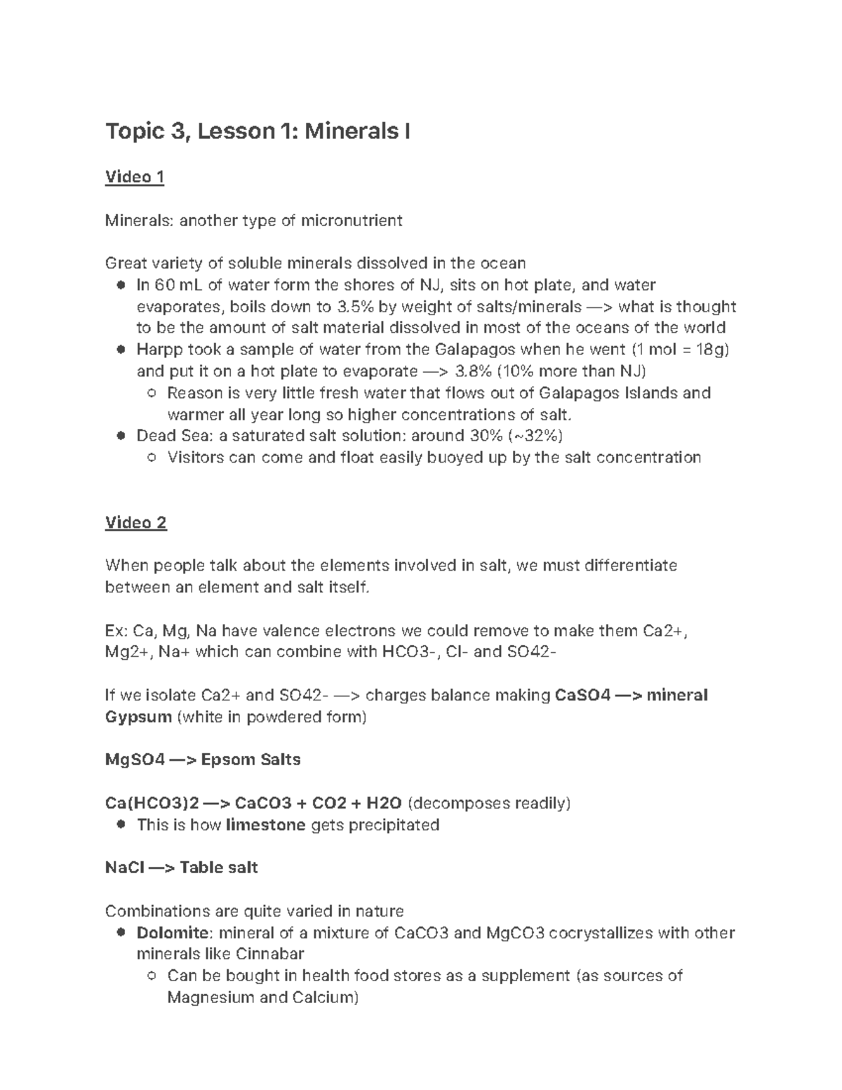 Topic 3, Lesson 1: Minerals I - Topic 3, Lesson 1: Minerals I Video 1 ...