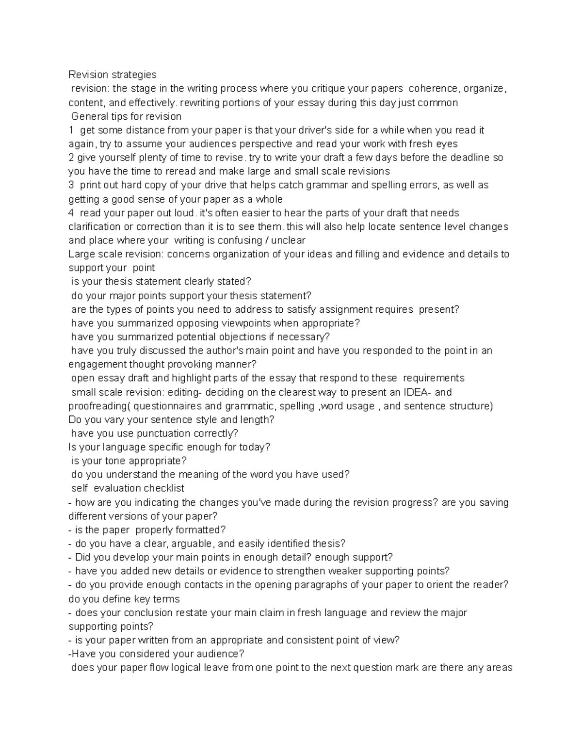 Revision strategies - comp. 1 - Revision strategies revision: the stage ...