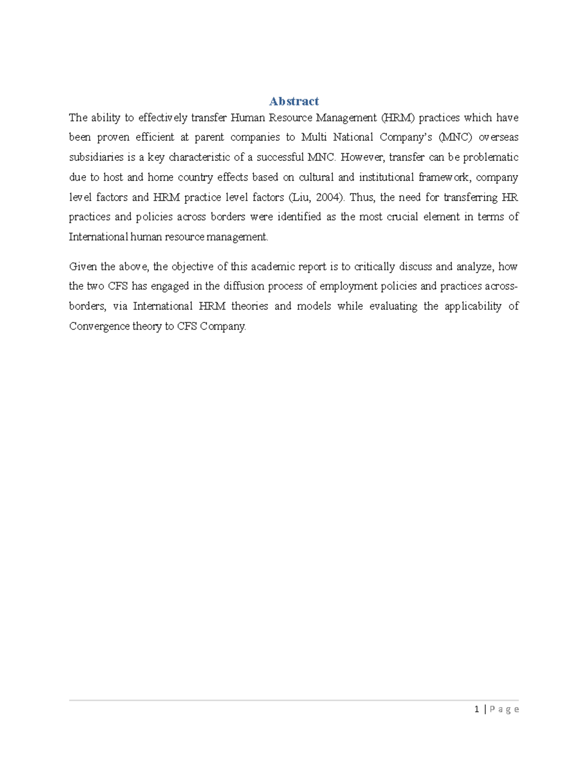 HRM module Assignment - Abstract The ability to effectively transfer ...