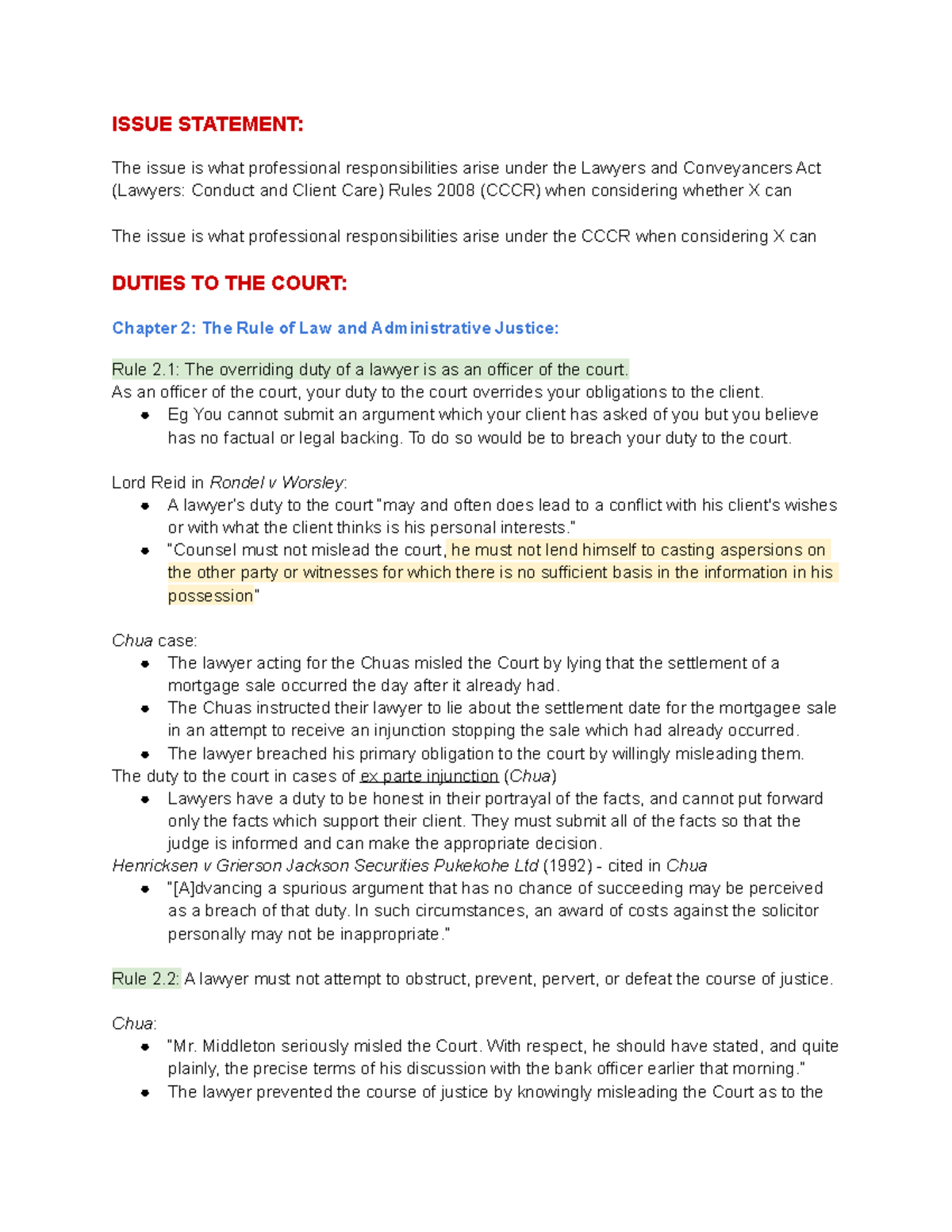 LAWS334 (Ethics) Matthew Rules and Cases CS - ISSUE STATEMENT: The ...
