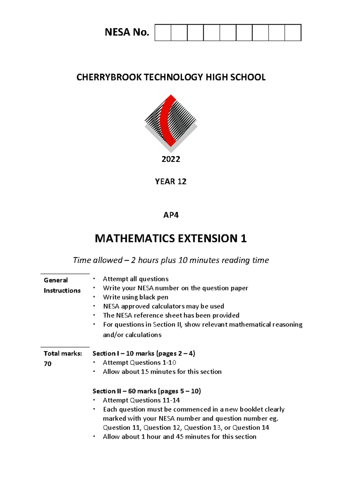 Cherrybrook Tech 2022 3U Trials & Solutions.pdf - NESA No. CHERRYBROOK ...
