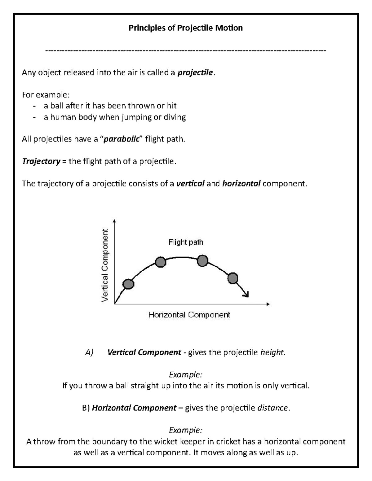 Principles of Projectile Motion Posters - Principles of Projectile ...