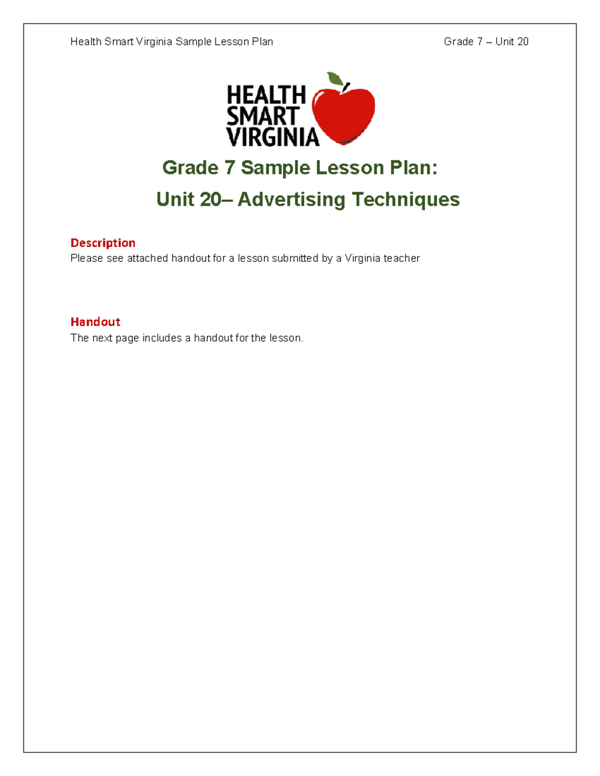 Gr7-hp-20-advertising-techniques - Health Smart Virginia Sample Lesson ...