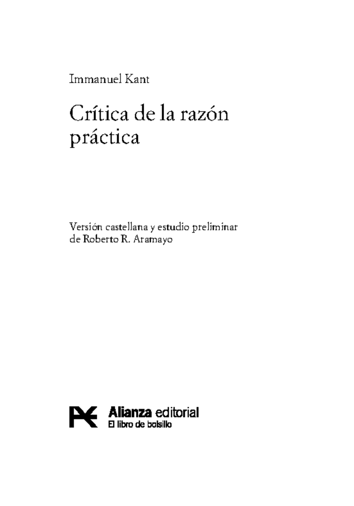 Critica de la razon practica - Immanuel Kant Crítica de la razón ...