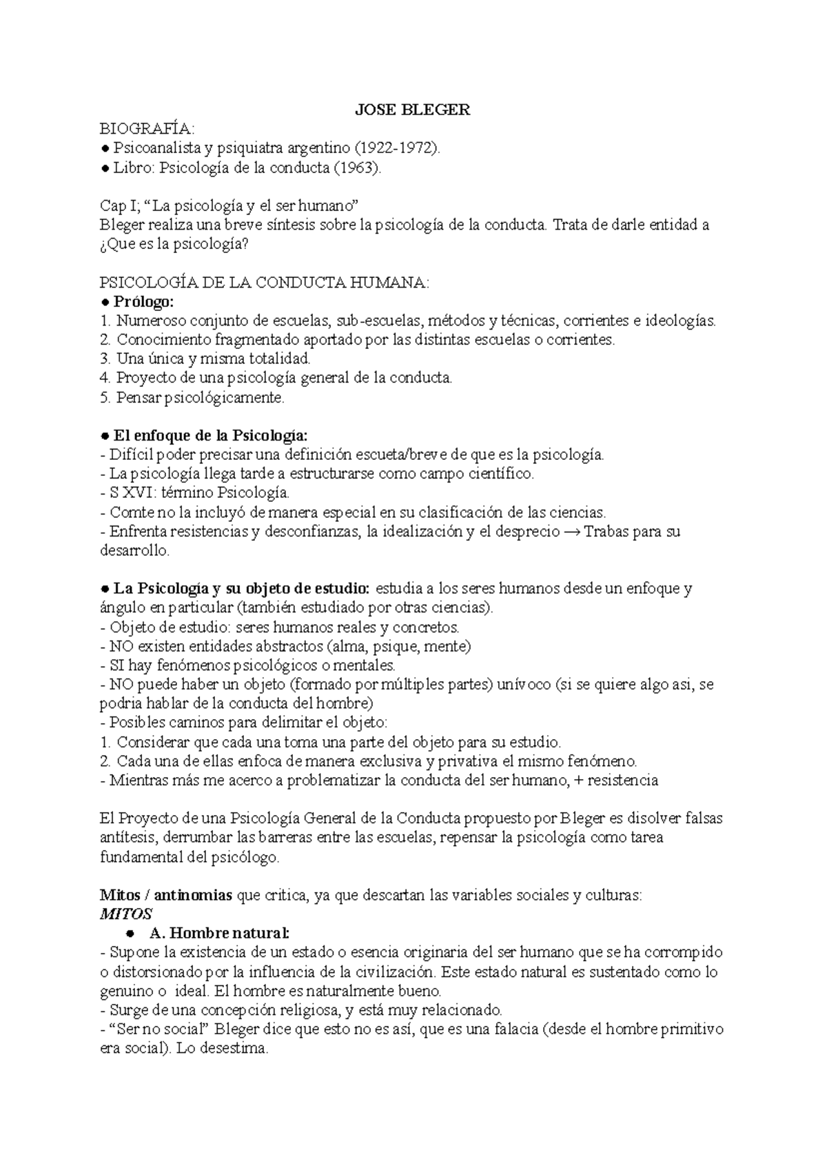 JOSE Bleger - Apuntes de clase CBC - JOSE BLEGER BIOGRAFÍA ...