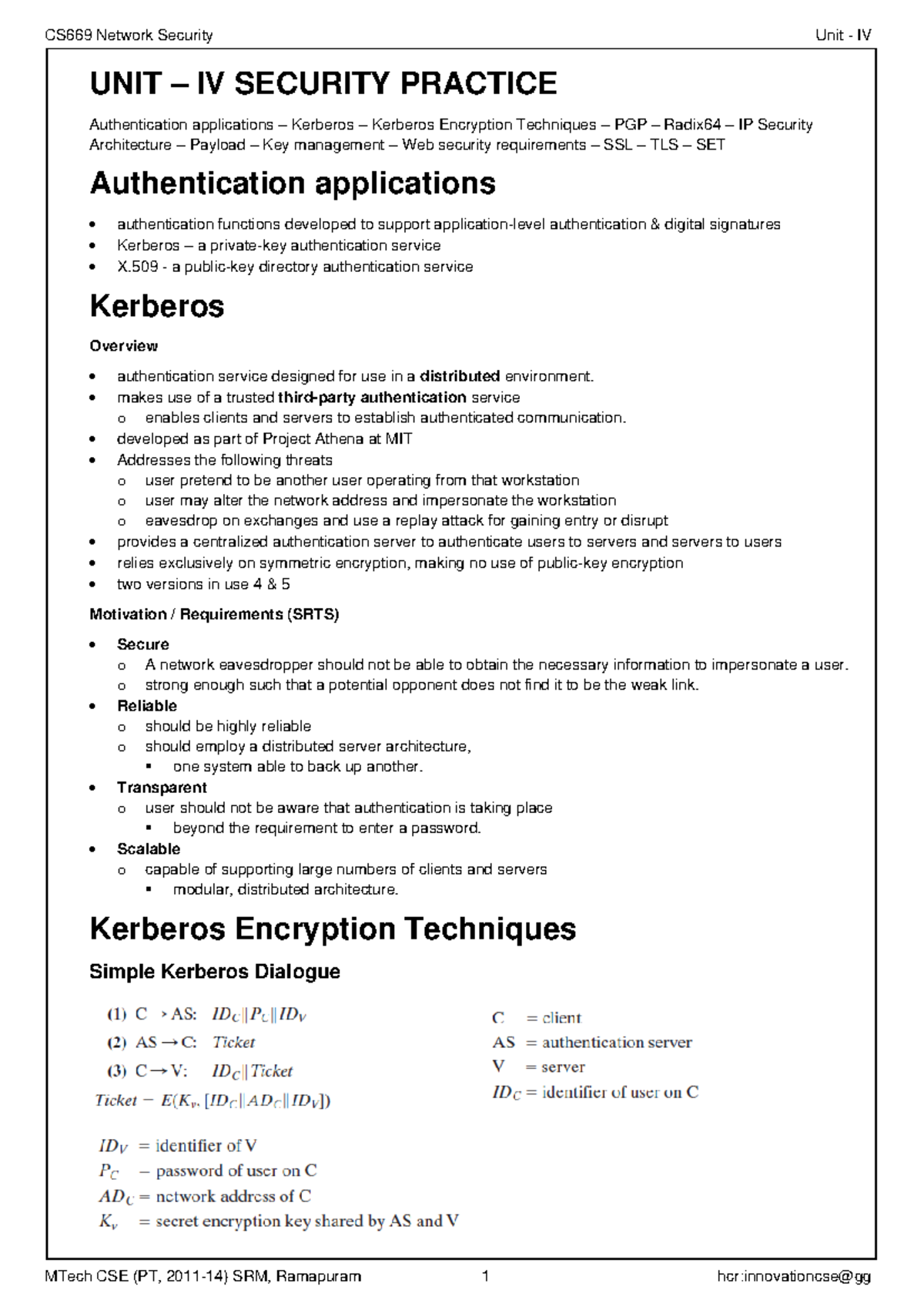 Application Security - Network Security - UNIT – IV SECURITY PRACTICE Authentication ...