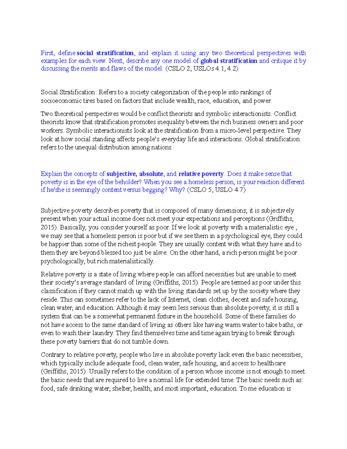 Social Stratification: Theoretical Perspectives and Global Model ...