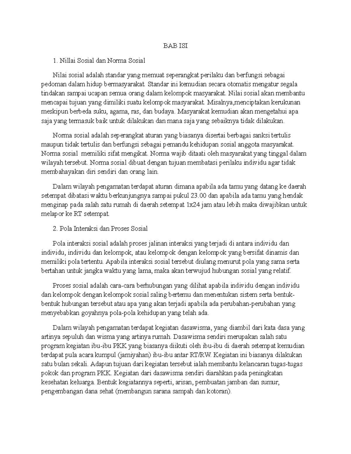 BAB ISI Sosper - catatan - BAB ISI Nillai Sosial dan Norma Sosial Nilai ...