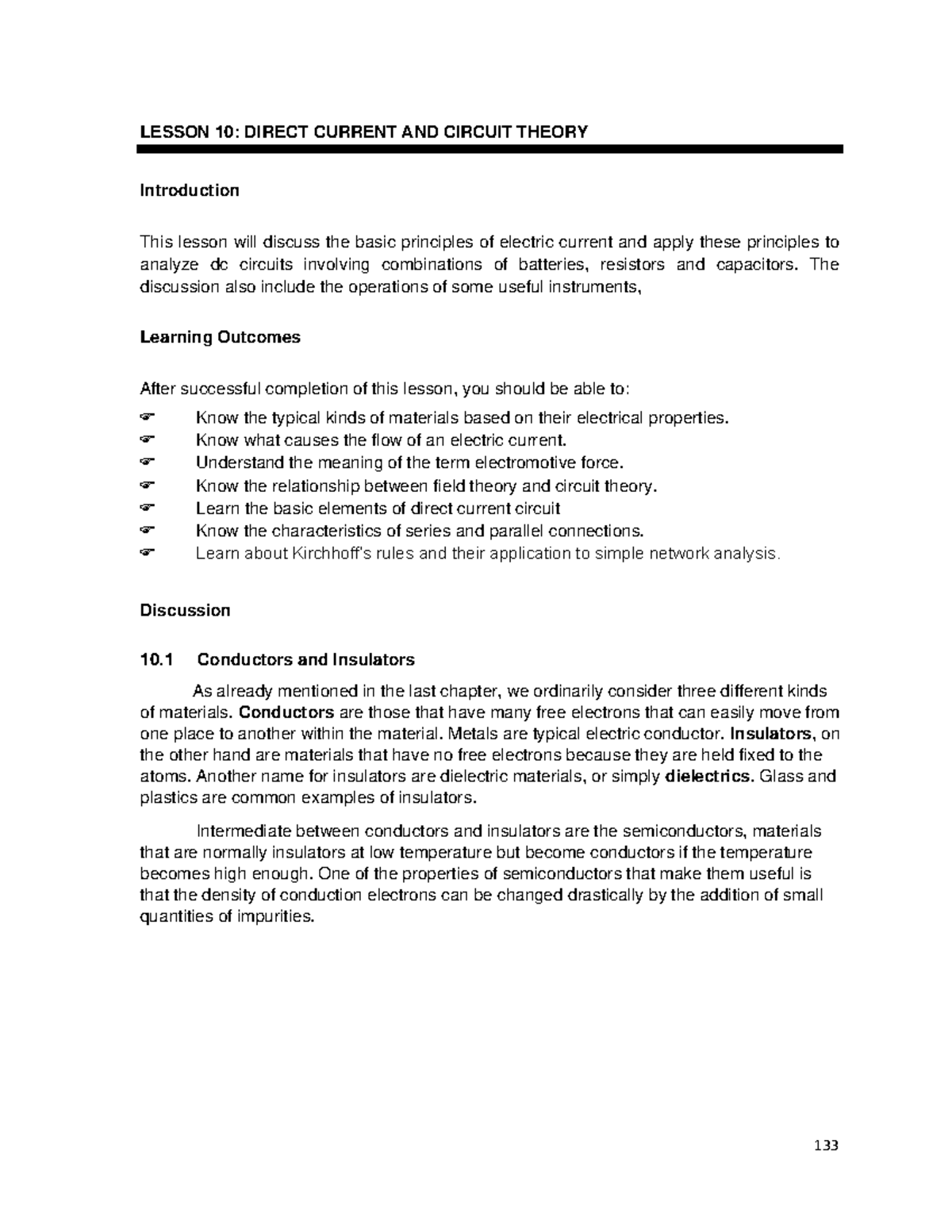 Lesson-10 - Lesson and assessment - 133 LESSON 10: DIRECT CURRENT AND ...