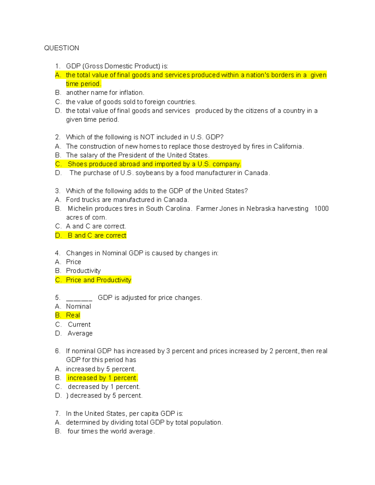 Chapter 2 Question - Google Docs - QUESTION GDP (Gross Domestic Product ...