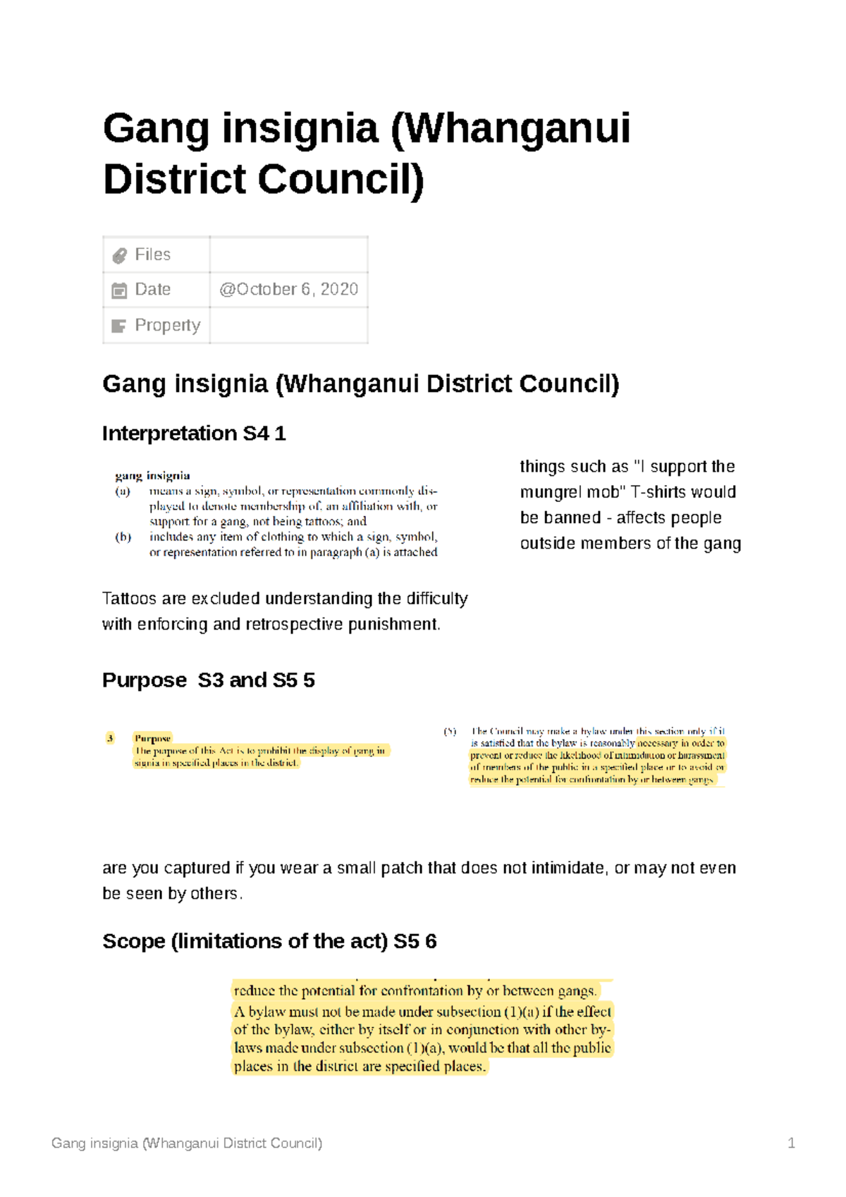 Gang insignia (Whanganui District Council) - things such as "I support ...