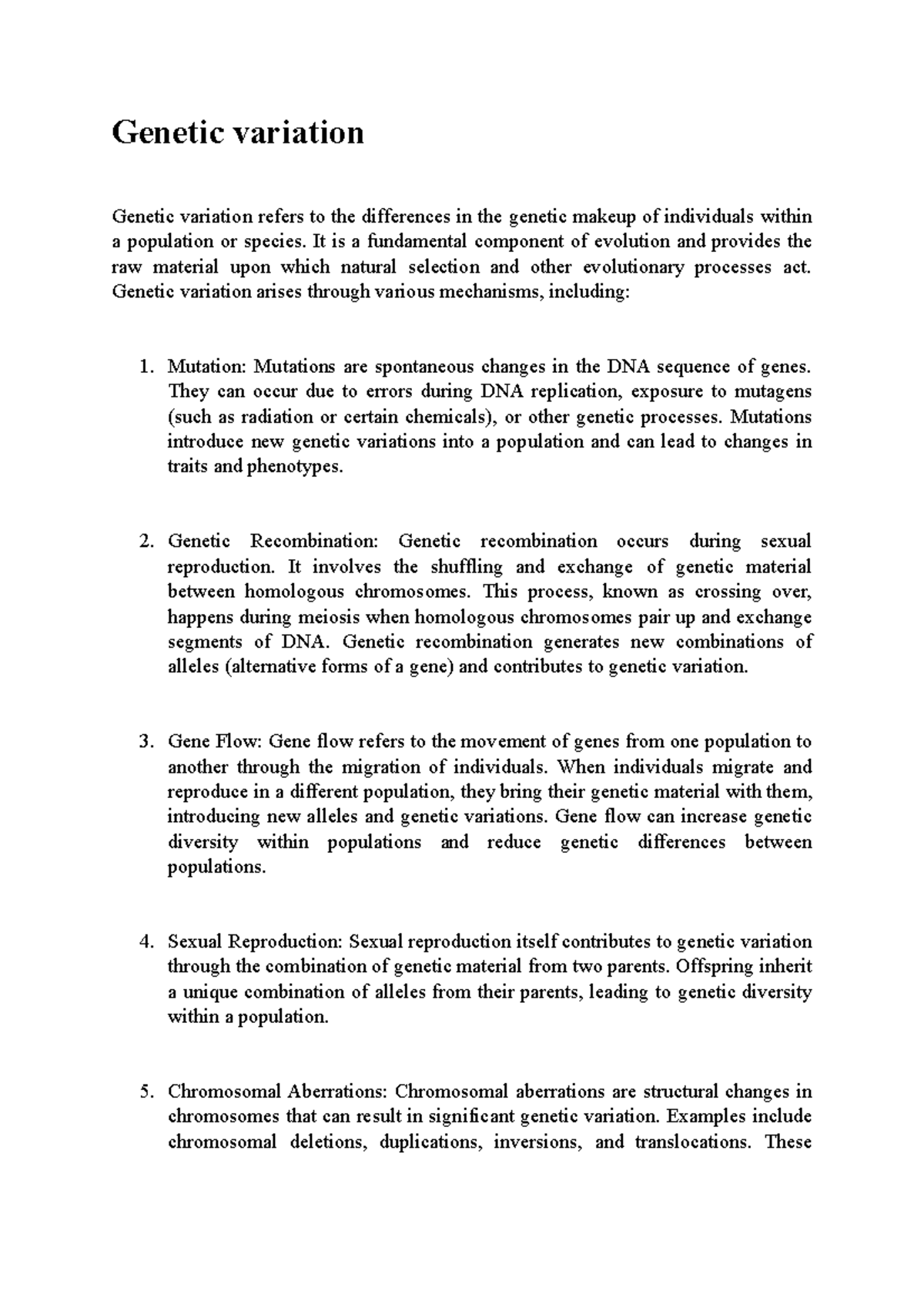 . Genetic variation - Genetic variation Genetic variation refers to the ...