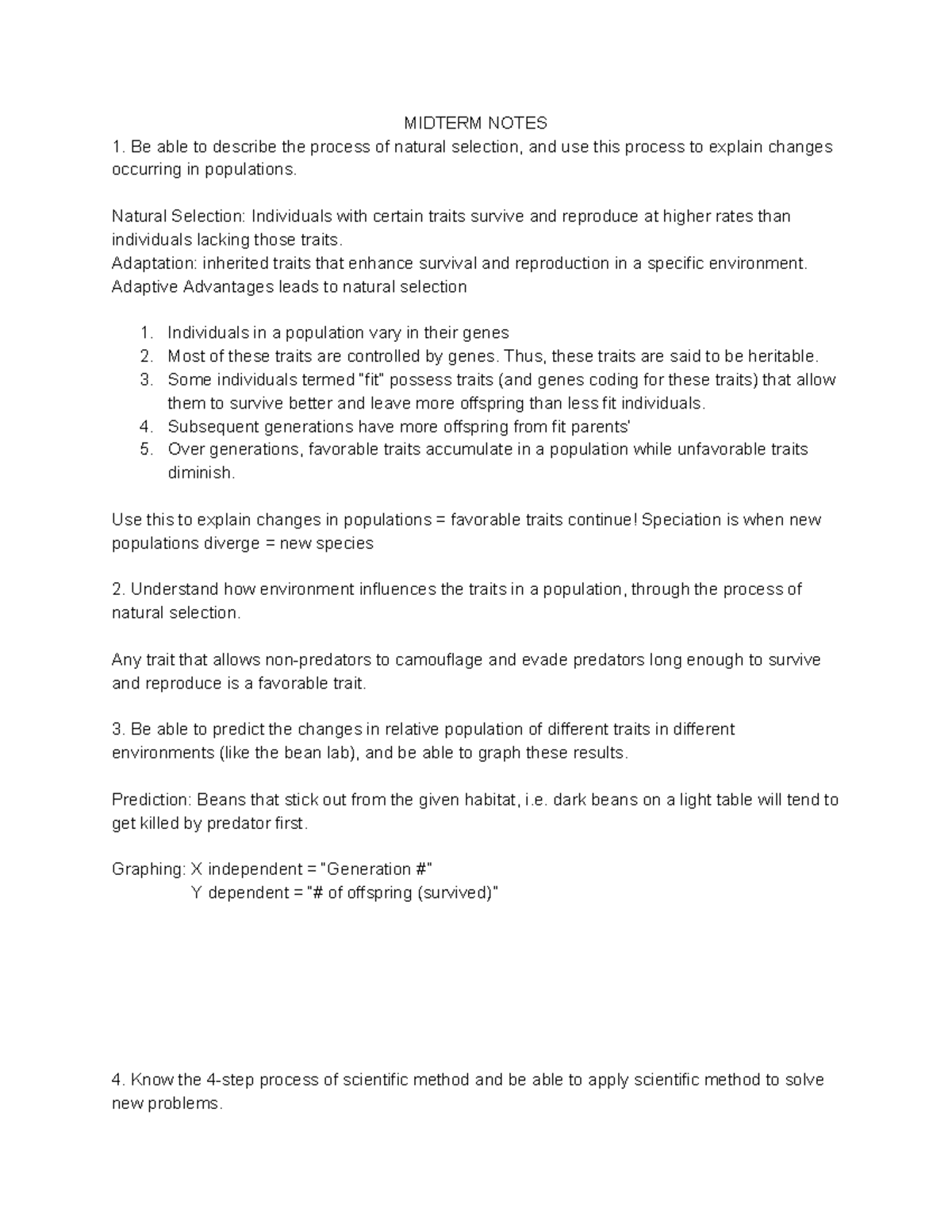 BIO LAB Midterm - MIDTERM NOTES Be able to describe the process of ...
