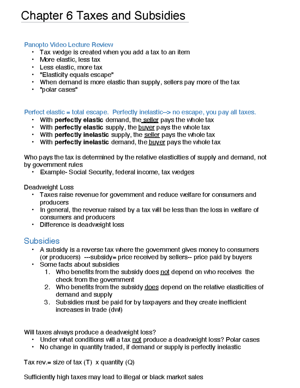 Chapter 6 Economics - Chapter 6 Taxes and Subsidies Panopto Video ...