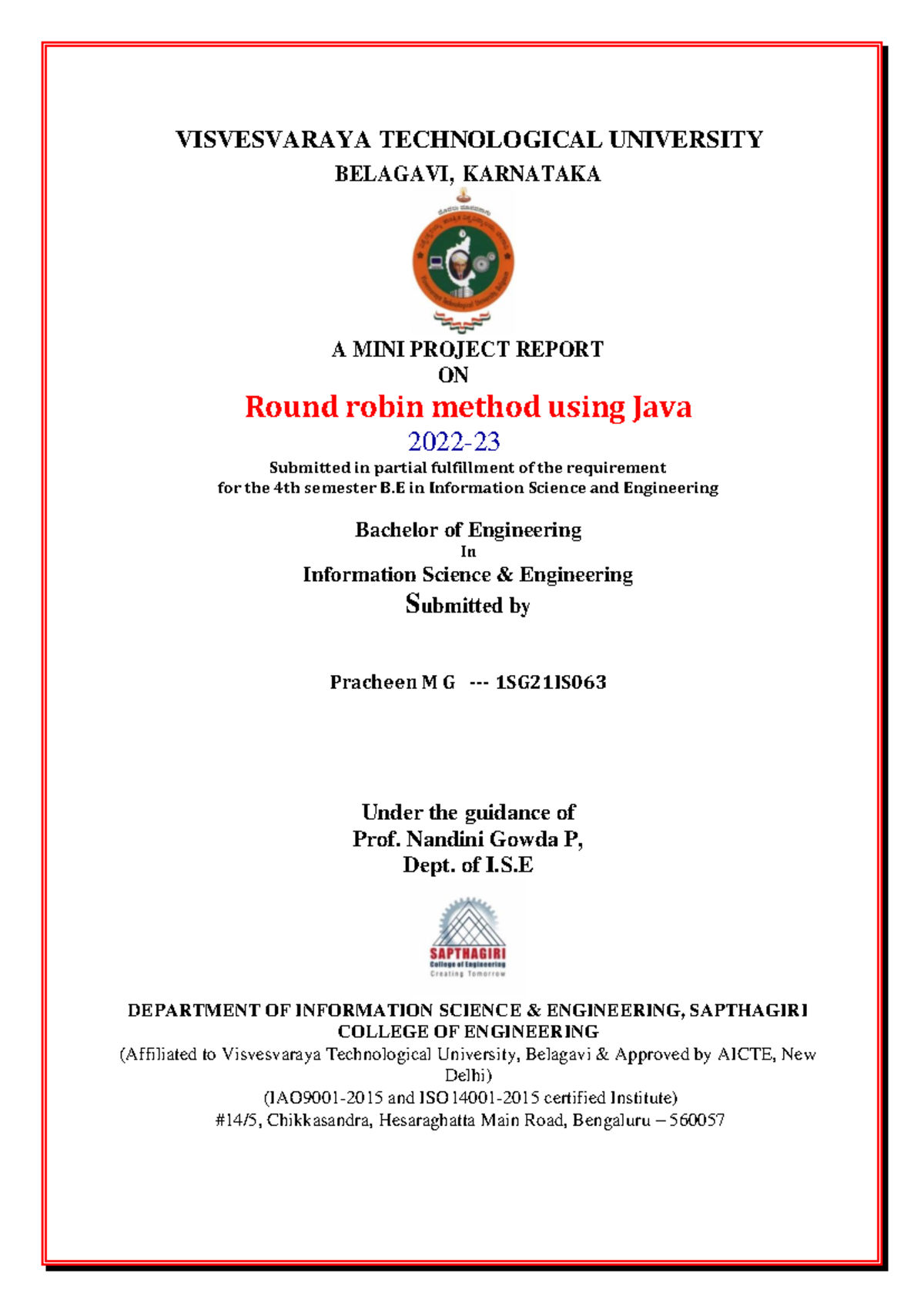 Report-4 - VISVESVARAYA TECHNOLOGICAL UNIVERSITY BELAGAVI, KARNATAKA A ...