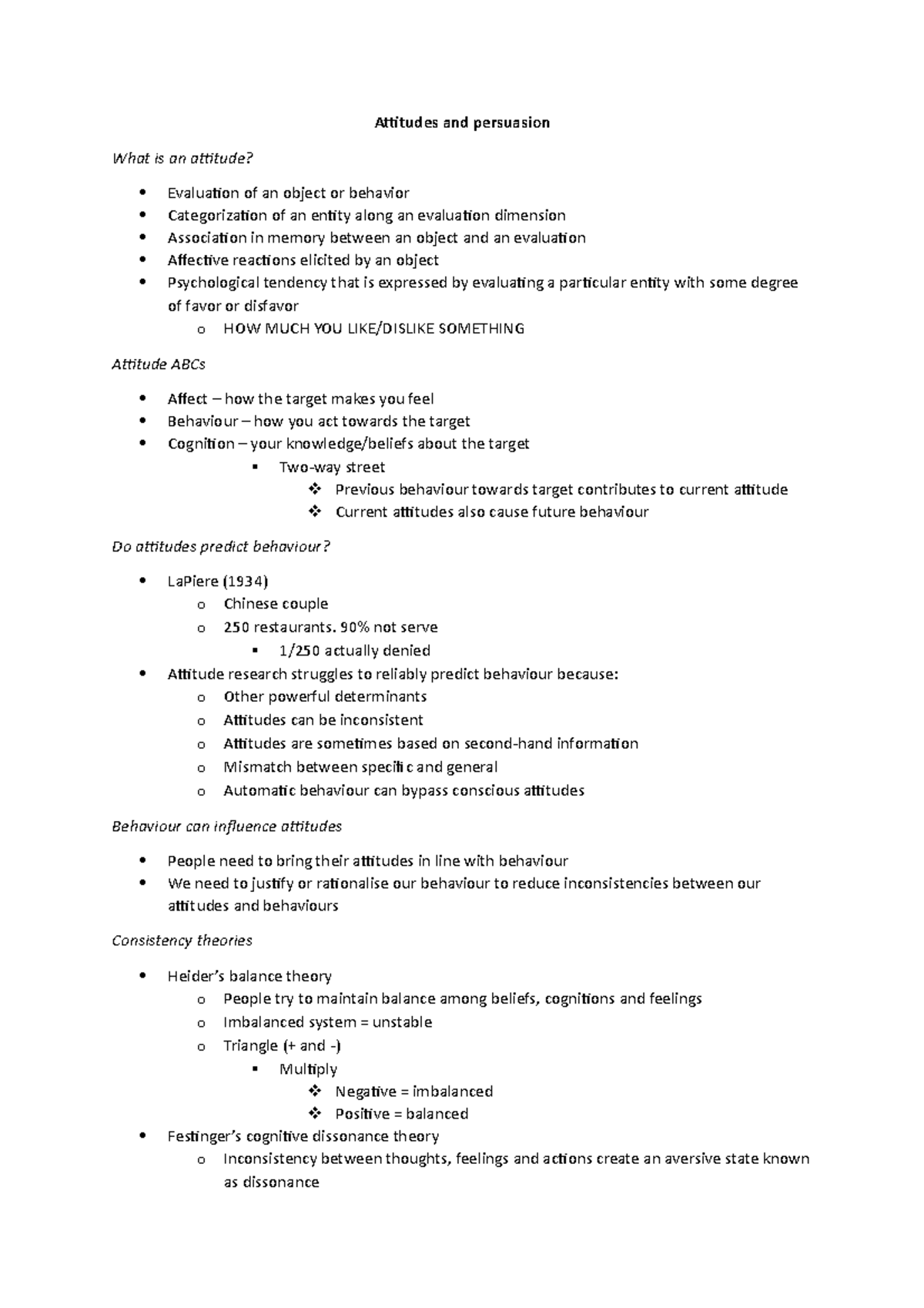 7. Attitudes and persuasion - Attitudes and persuasion What is an ...