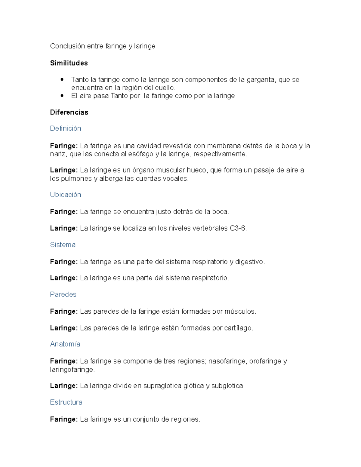 Conclusión entre faringe y laringe - Conclusión entre faringe y laringe ...