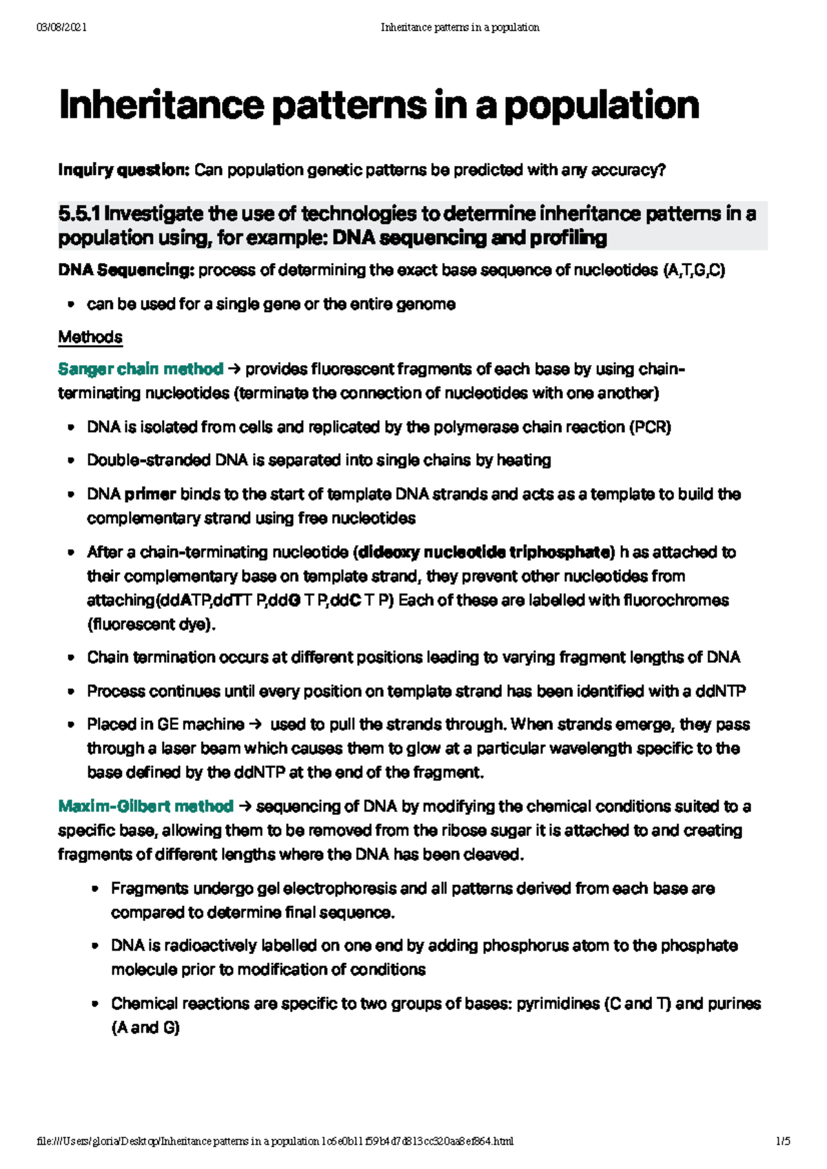5.5- Inheritance patterns in a population - Inheritance patterns in a ...