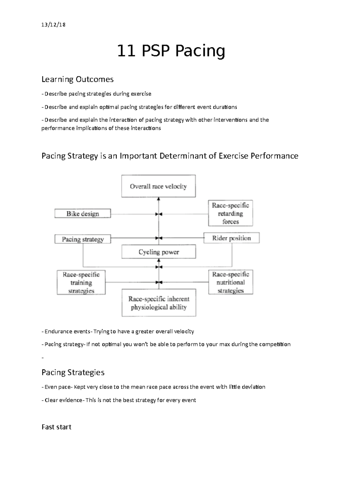 Optimal Pacing Strategies for Exercise Performance - Studocu