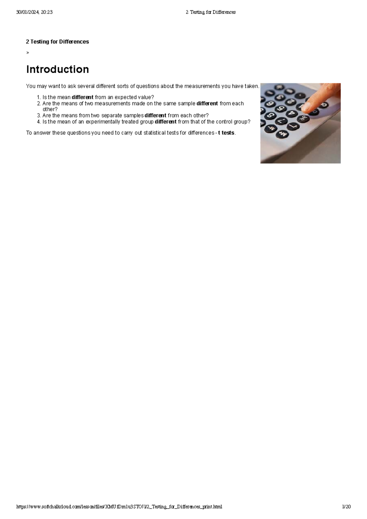 2 Testing for Differences - 2 Testing for Differences > Introduction ...