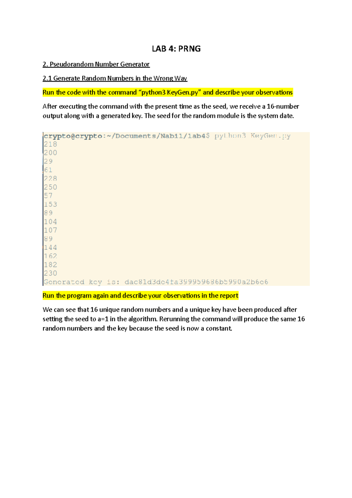 Lab 4 Cryptography Lab 4 Tutoriallab Work Lab 4 Prng Pseudorandom Number Generator 2