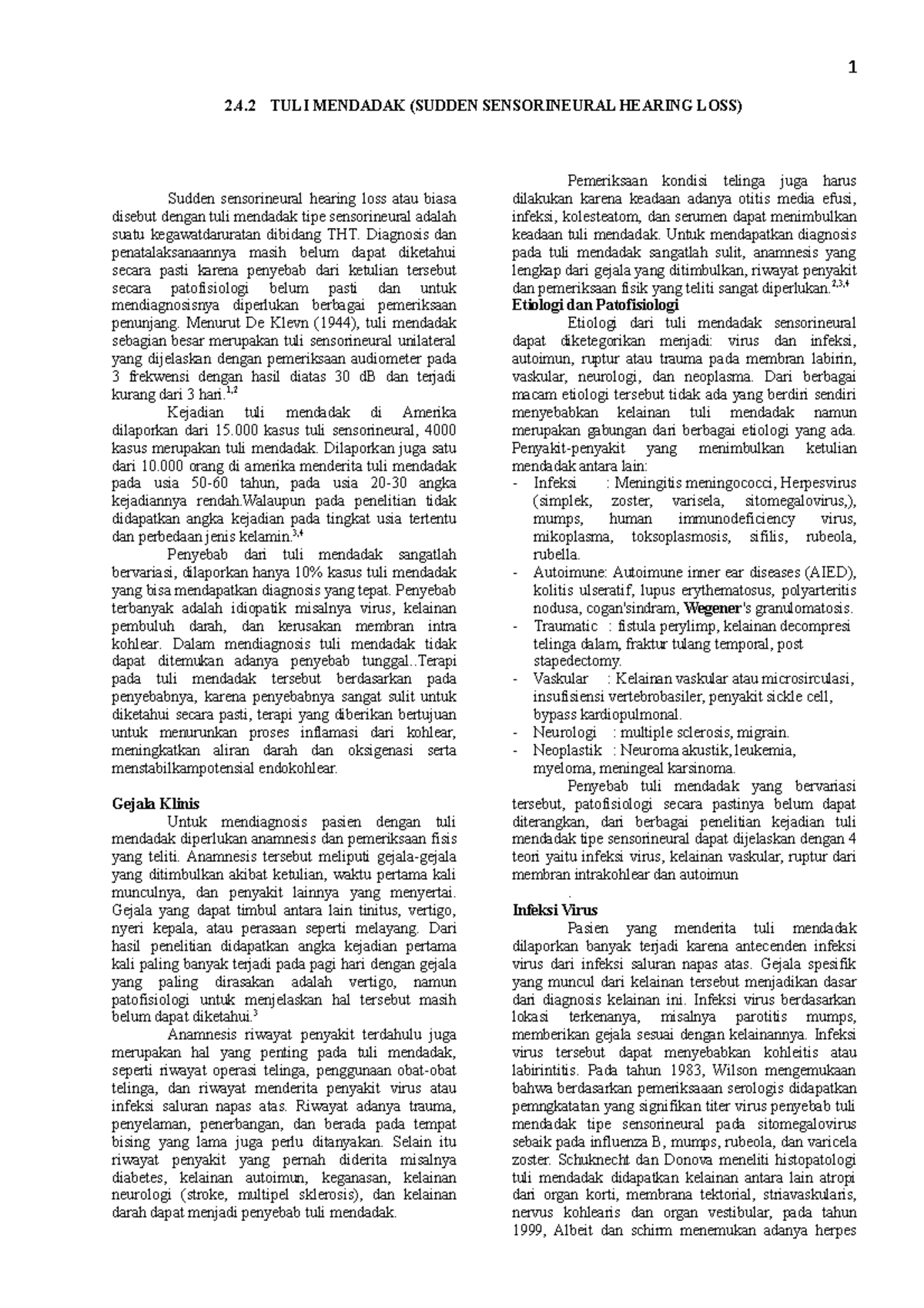 Review Tuli Mendadak - 1 Sudden sensorineural hearing loss atau biasa ...