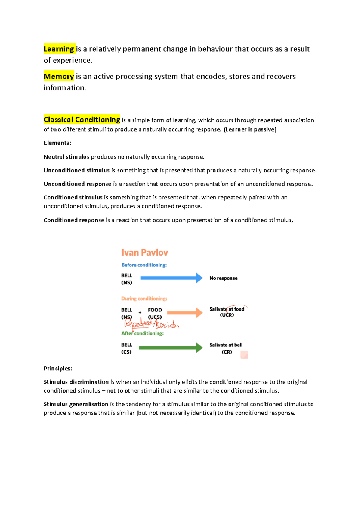 UNIT 3 AOS2 Learning AND Memory SAC Revision PREP - Learning is a ...