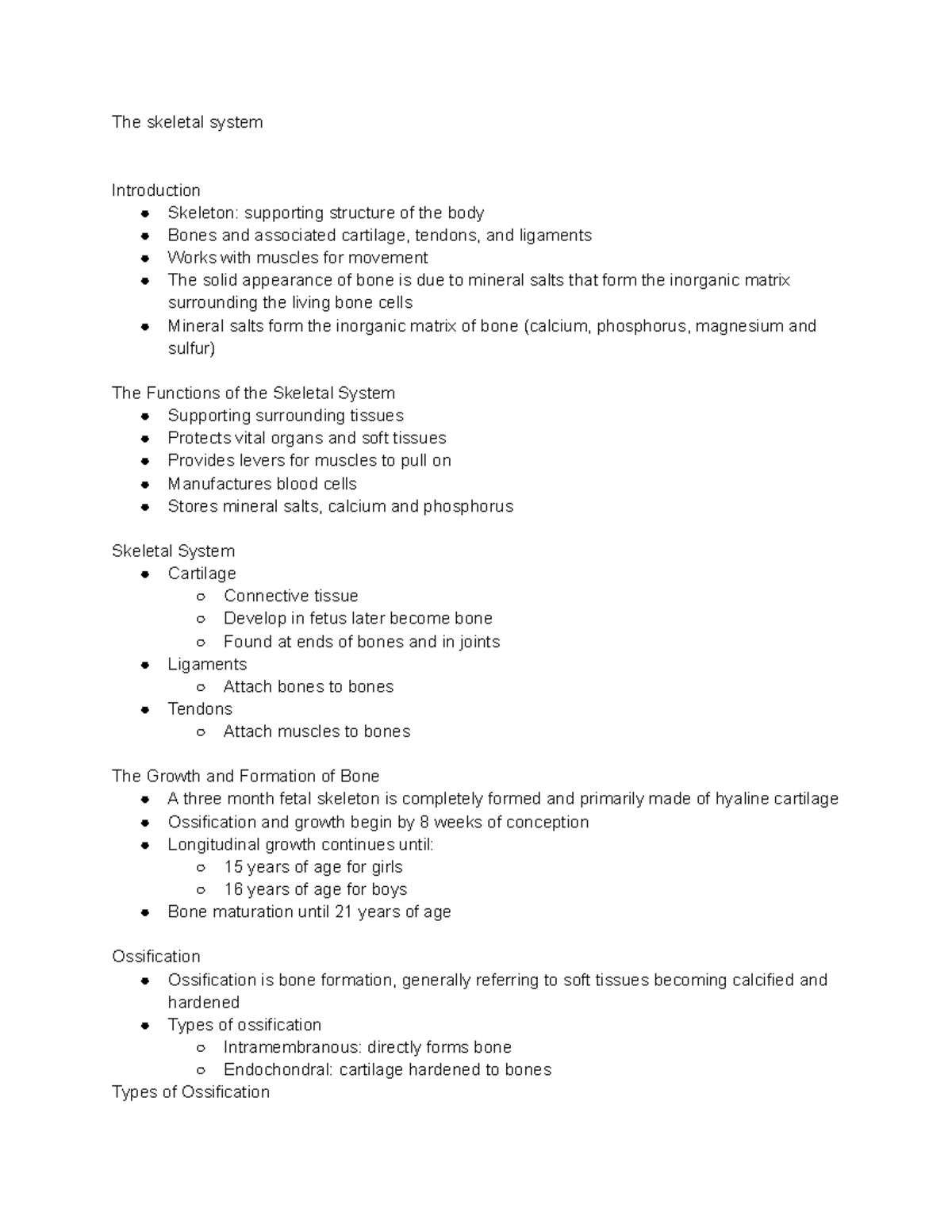Chapter 7 - These notes are all about the skeletal system! - The ...
