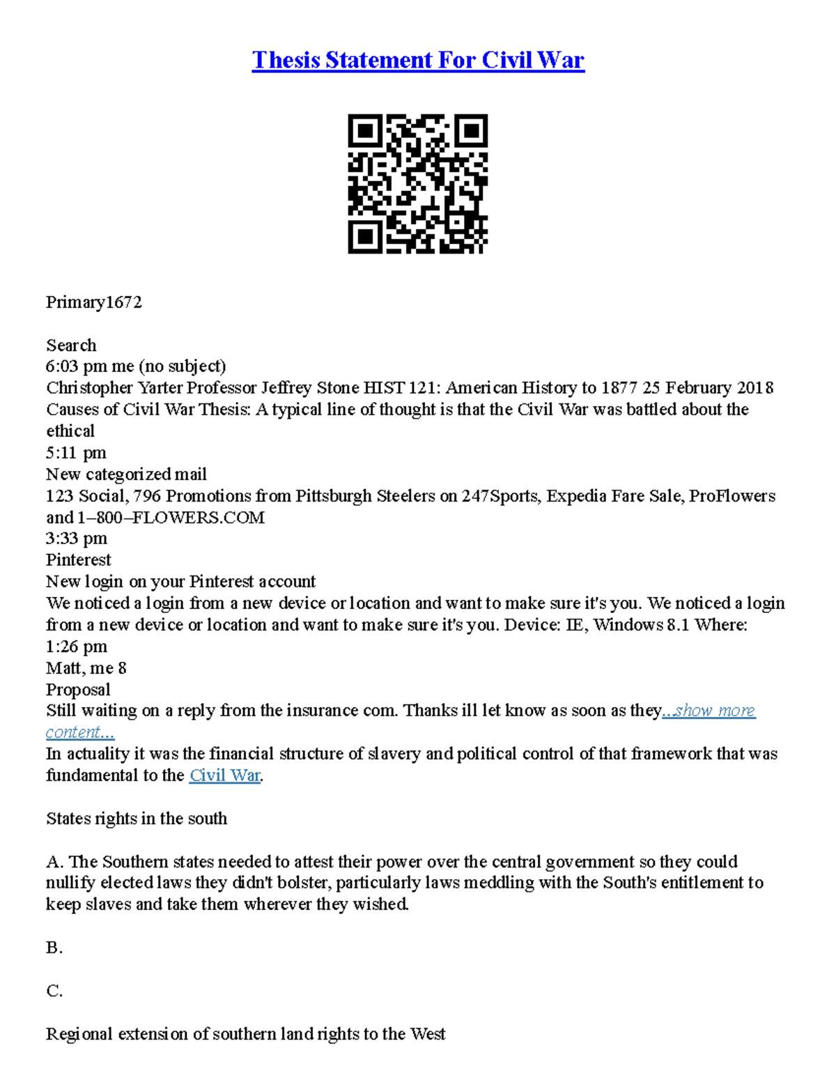 Thesis Statements For Essays - Thesis Statement For Civil War Primary ...