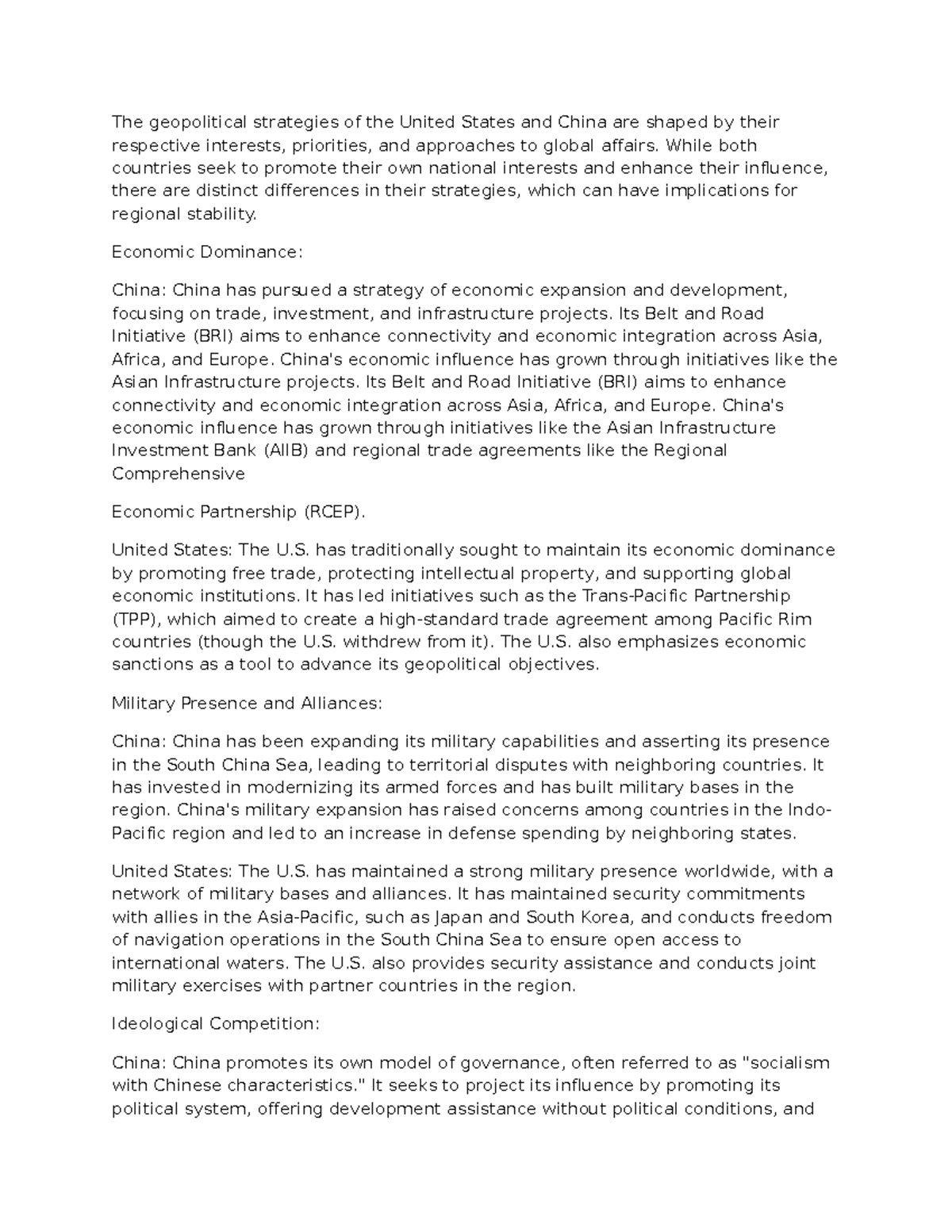 The geopolitical strategies - Strategic studies - Studocu