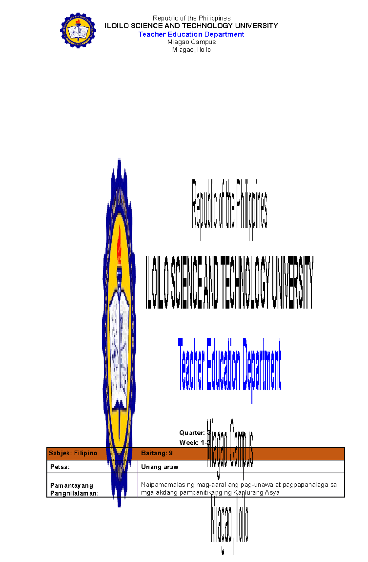 DEMO - USEFULL IN TEACHING - Republic of the Philippines ILOILO SCIENCE ...