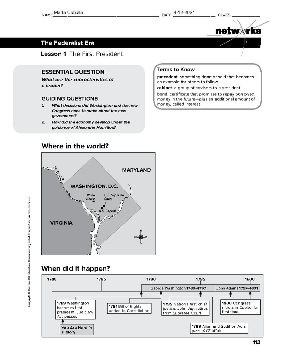 34 - doc - The Federalist Era 1780 1785 1790 1795 1800 Terms to Know ...