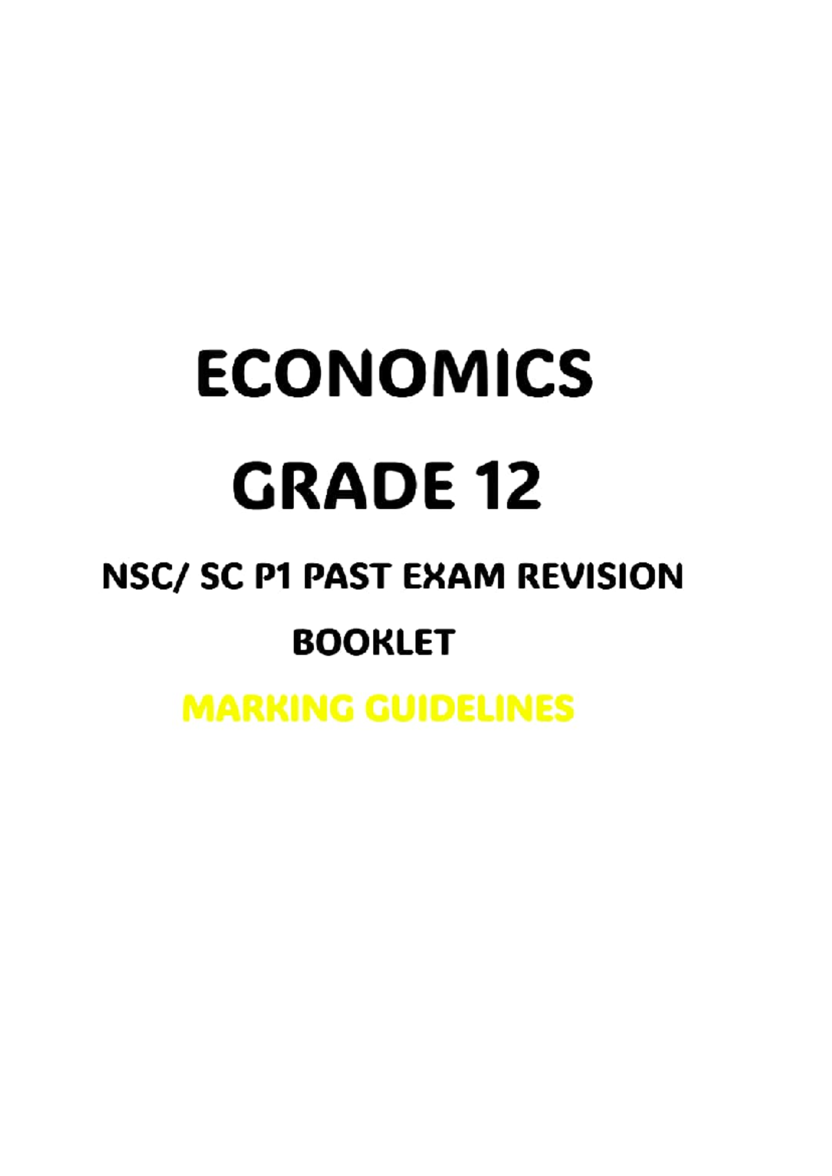 Economics Grade 12 Booklet MEMO - Studocu