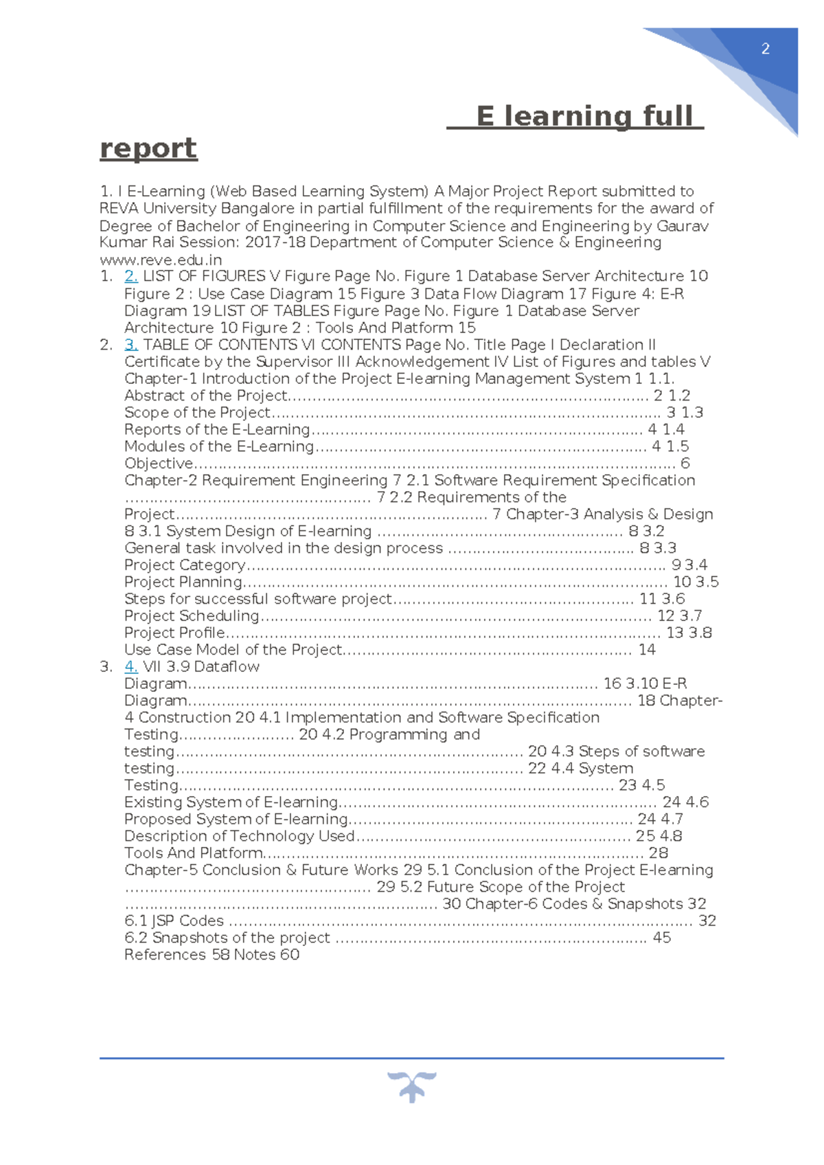 Full e learning - E learning full report 1. I E-Learning (Web Based ...