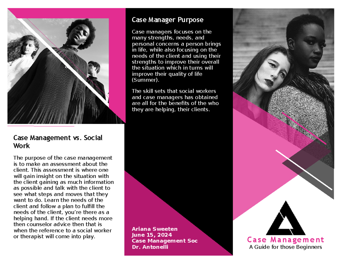 Case Manager Purpose - make a brochure explaing what social work is and ...