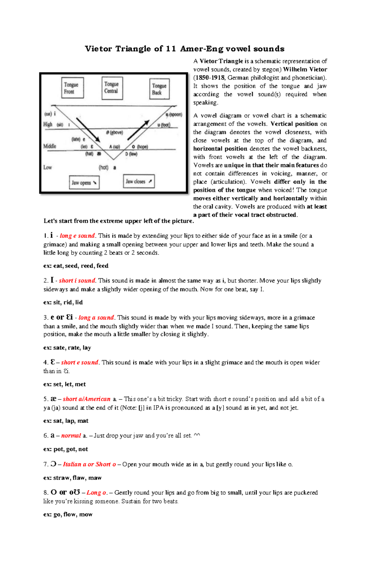 Vietor Triangle of 11 Amer Eng - 1. i - long e sound. This is made by ...