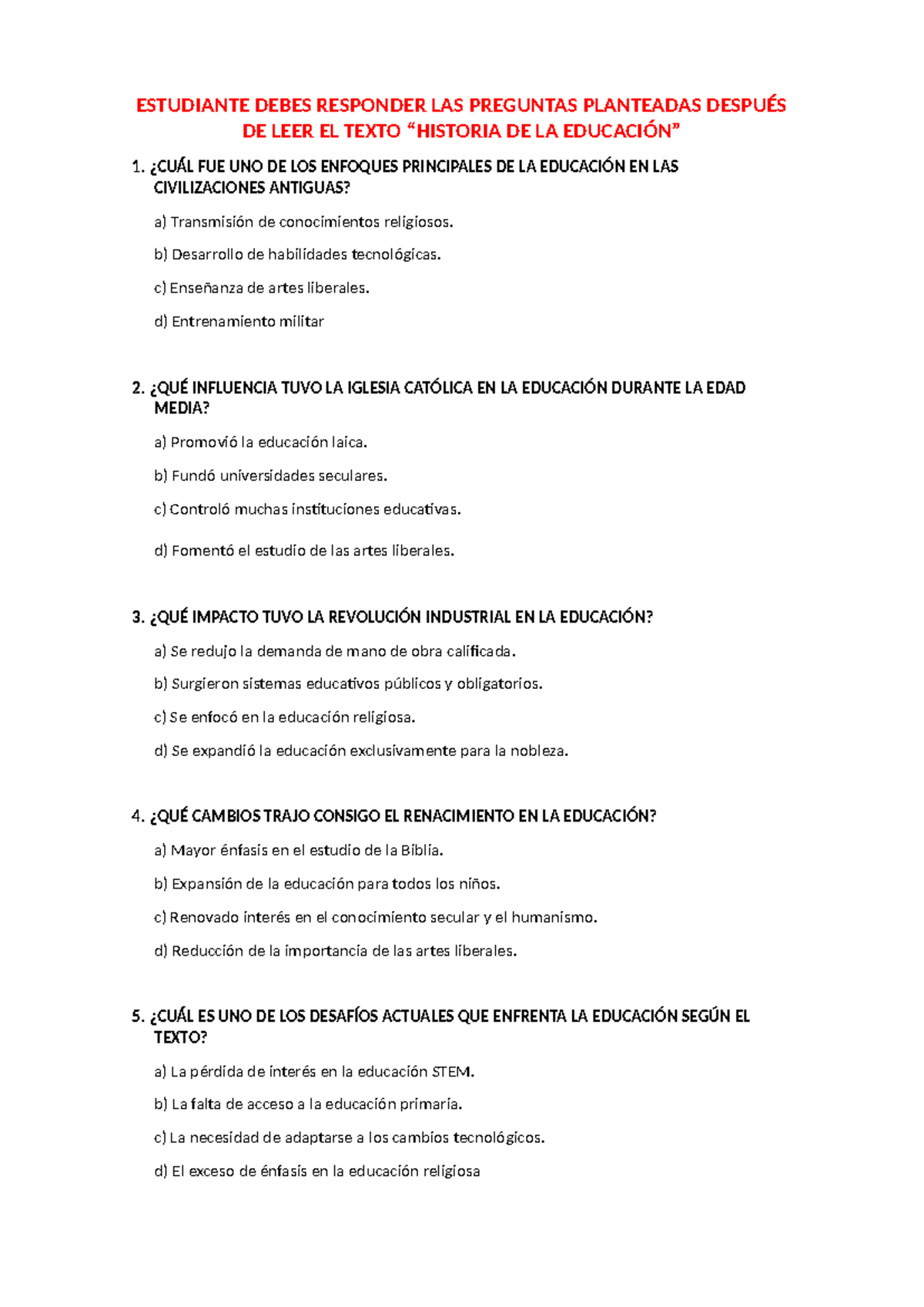 Cuestionario.- Lectura - ESTUDIANTE DEBES RESPONDER LAS PREGUNTAS ...